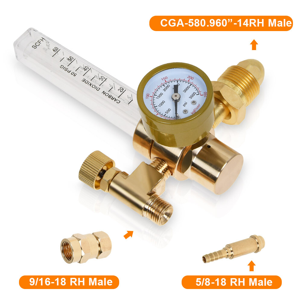 CGA-580 Argon Mig Tig Flow Meter Regulator Flowmeter Welding Gauge with ...
