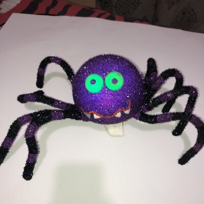 LED Color Changing Halloween Spider Green Eyes Flexible Wire 9" Legs ...