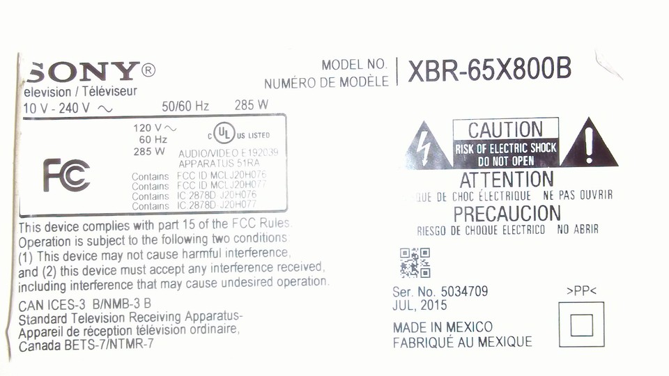 *Sony 65" LED TV XBR-65X800B Button Board | eBay