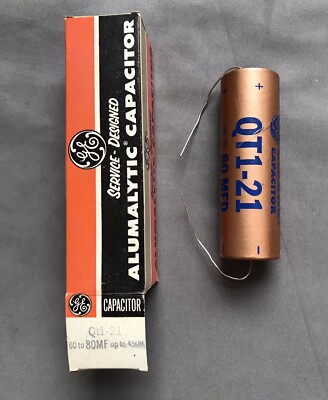 NOS GE 80 uF 450V Electrolytic Capacitor Alumaltyic Axial lead ...