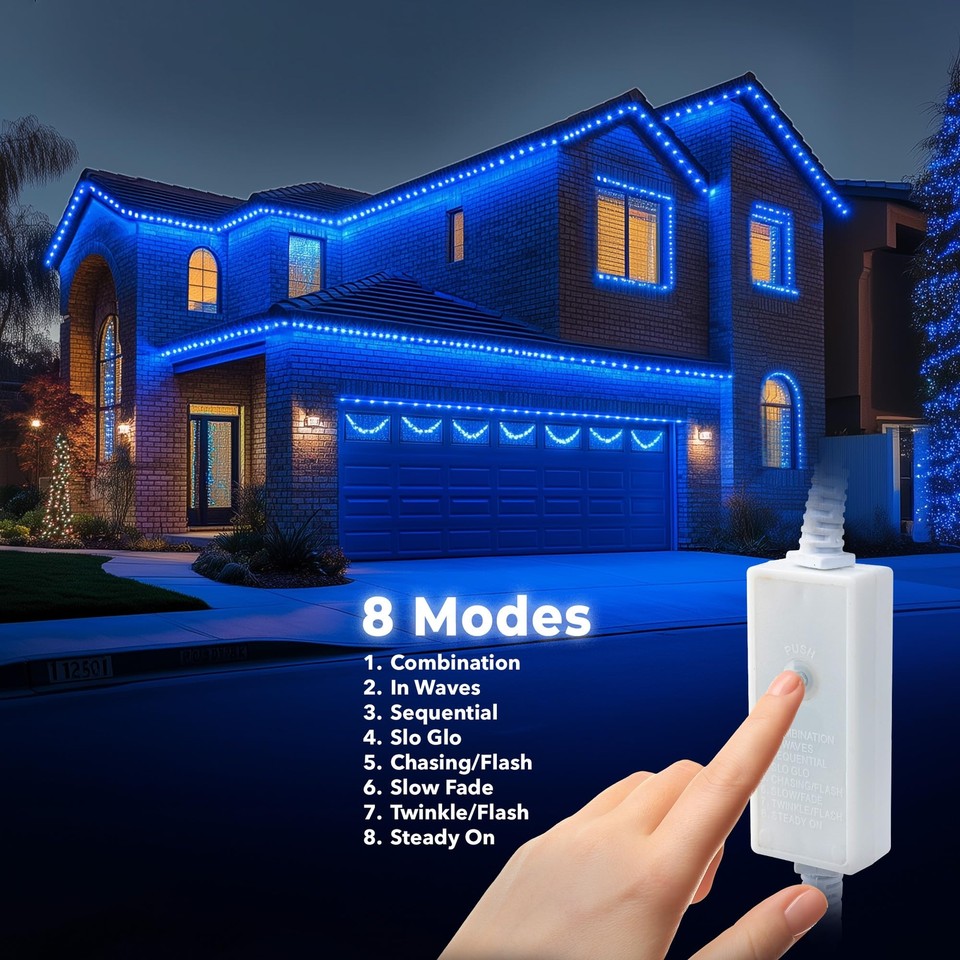 8-Mode LED Rope Light, Outdoor Waterproof Connectable Accent Lighting ...