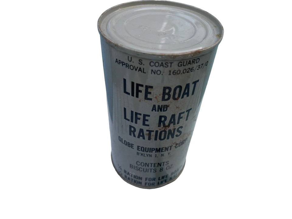Vintage Life Raft Ration Can Global Equipment Corp Biscuits Coast Guard ...