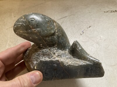 Chinese marble Soapstone Koi Fish / Whale Carving 6” Signed Primitive ...