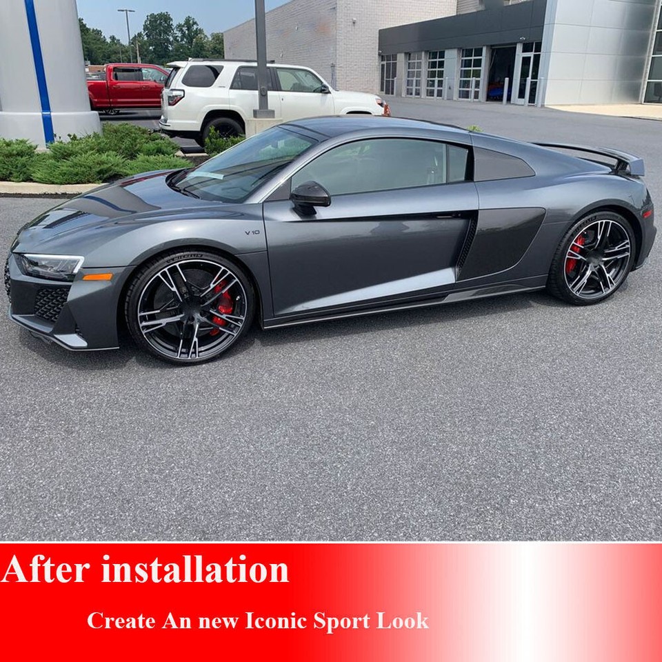 DRY CARBON Side Skirts Extensions Lip Blades BodyKit For Audi R8 GT V10 ...