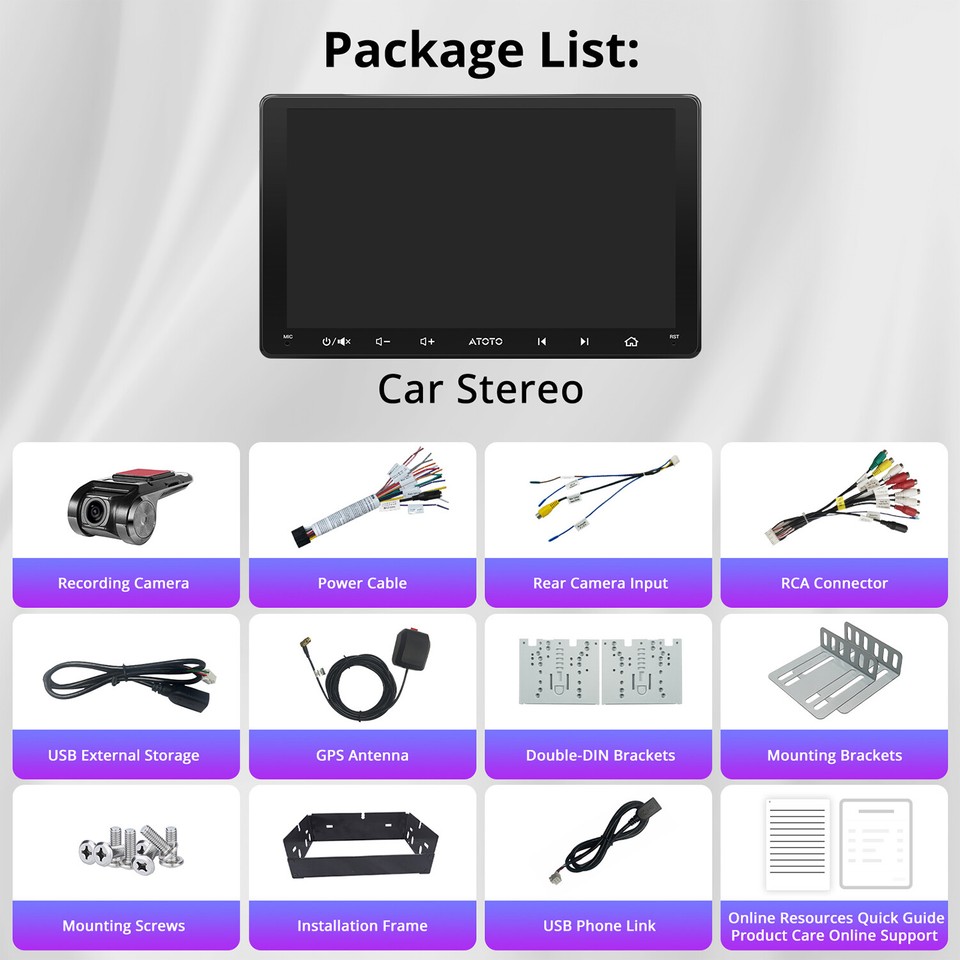 ATOTO 9" Car Stereo Apple Carplay Android Radio GPS Drivechat w/ Front ...
