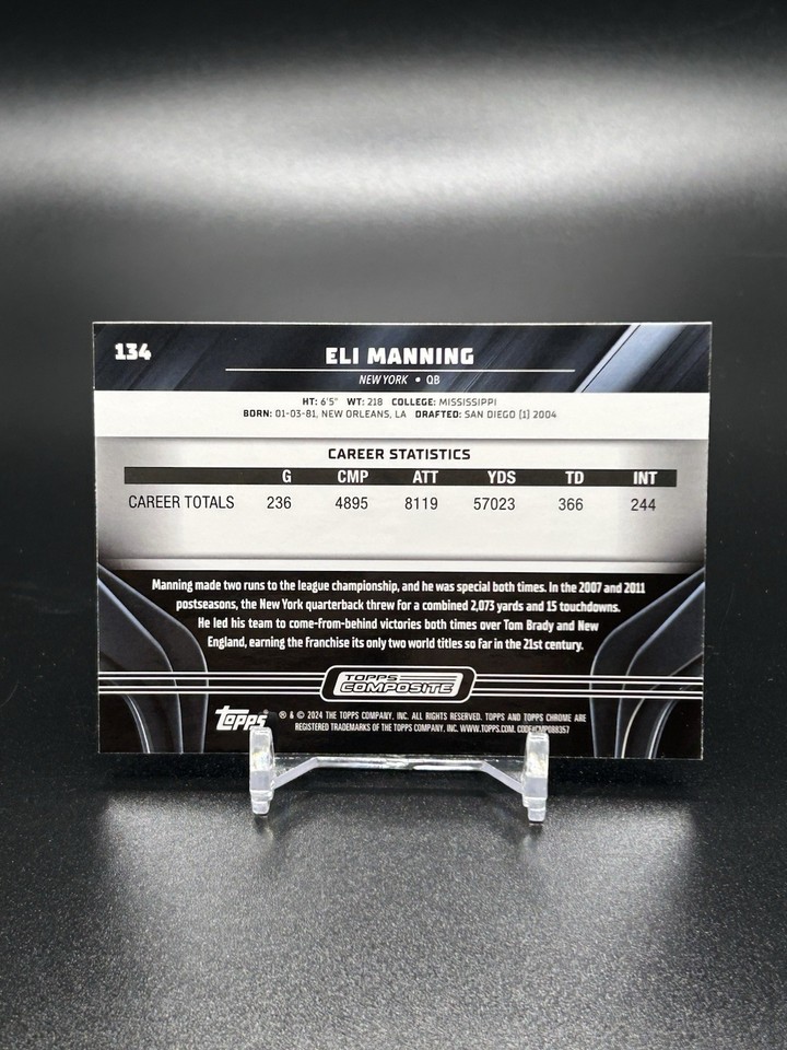 2023 Topps Composite Chrome Black Eli Manning Giants #134 | eBay