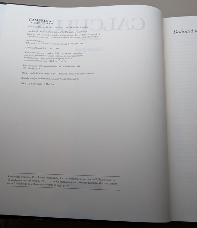 Calculus 3rd Third Edition by Michael Spivak (2006, Hardcover) | eBay