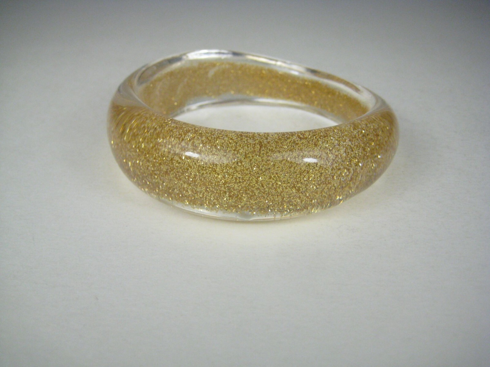 Clear Lucite Gold Glitter Confetti Bangle Bracelet Vi… - Gem