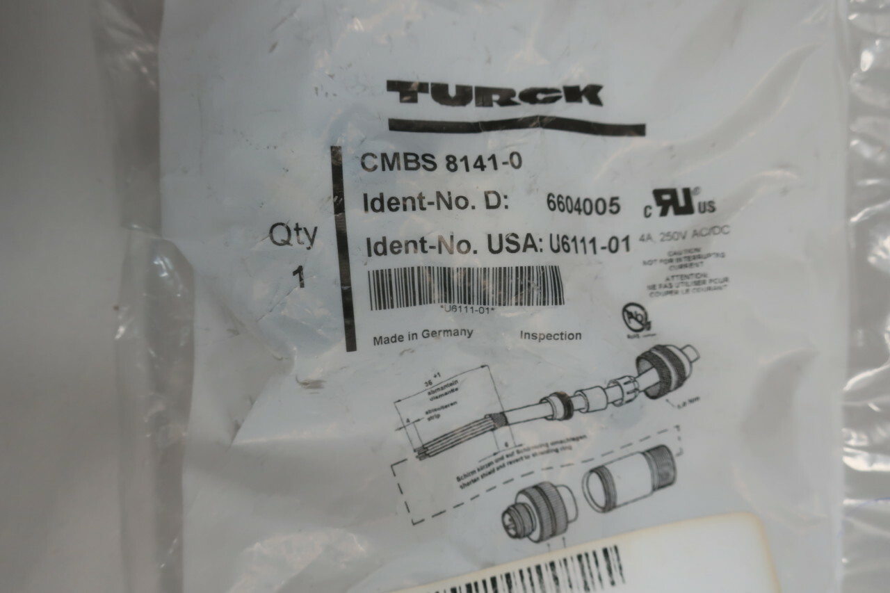 Turck CMBS 8141-0 Connector Female 4 Pin EUROFAST Pg9 6-8mm Cable 18awg ...
