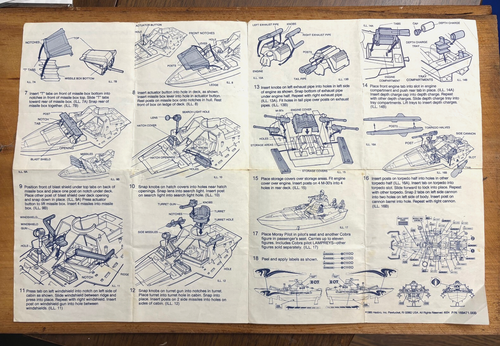 GI Joe COBRA HYDROFOIL MORAY 1985 Blueprints / Instruction Sheet Insert ...