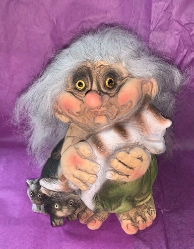 NyForm Troll Norway Old Woman with Cats 6" Handmade Norwegian Design ...