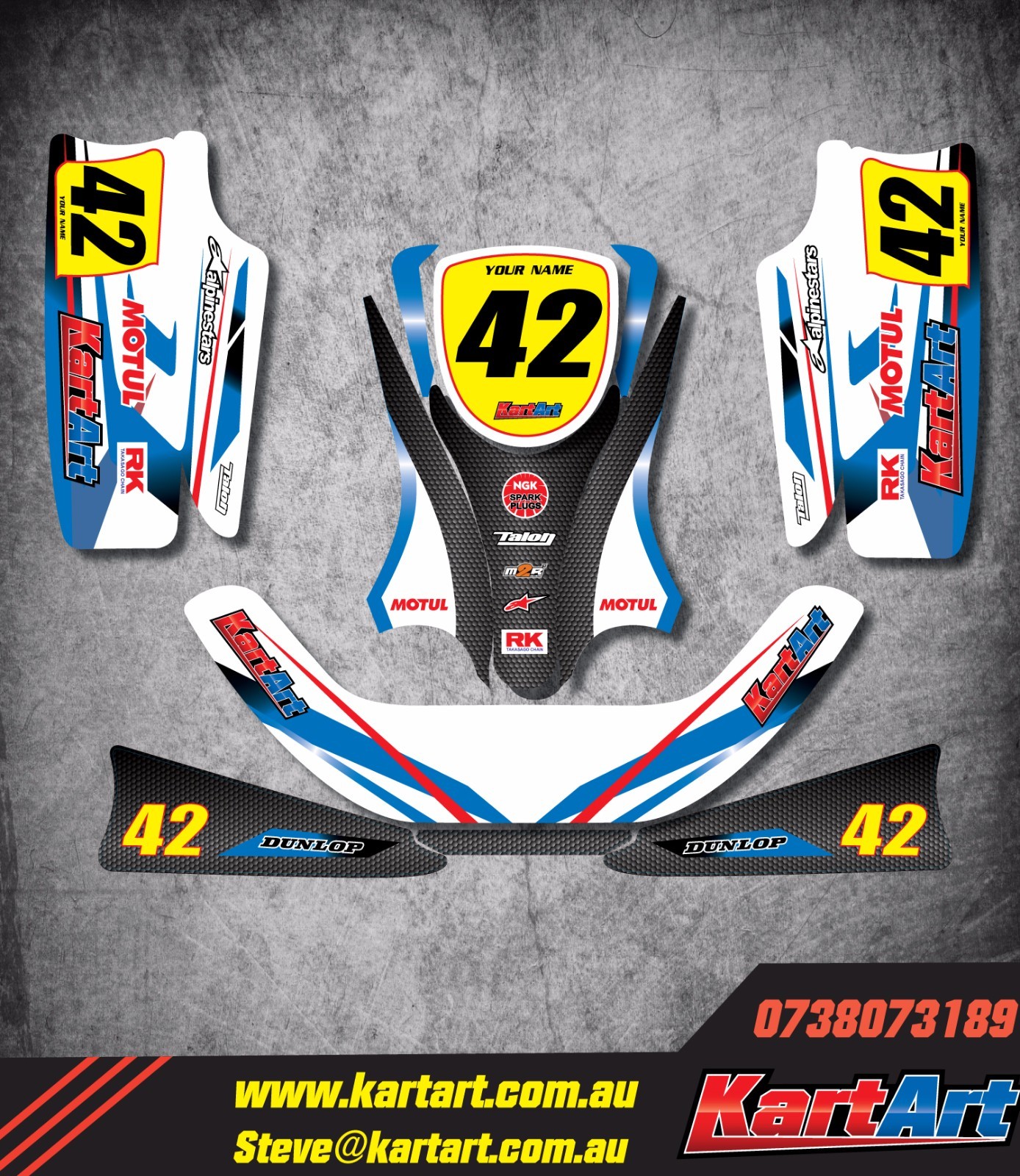 Tony Kart OTK cadet full custom KART ART sticker kit STORM STYLE ...