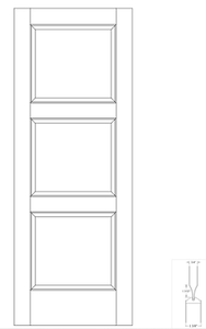 Primed 3 Panel Equal Square Raised Panels Solid Core Interior Doors ...
