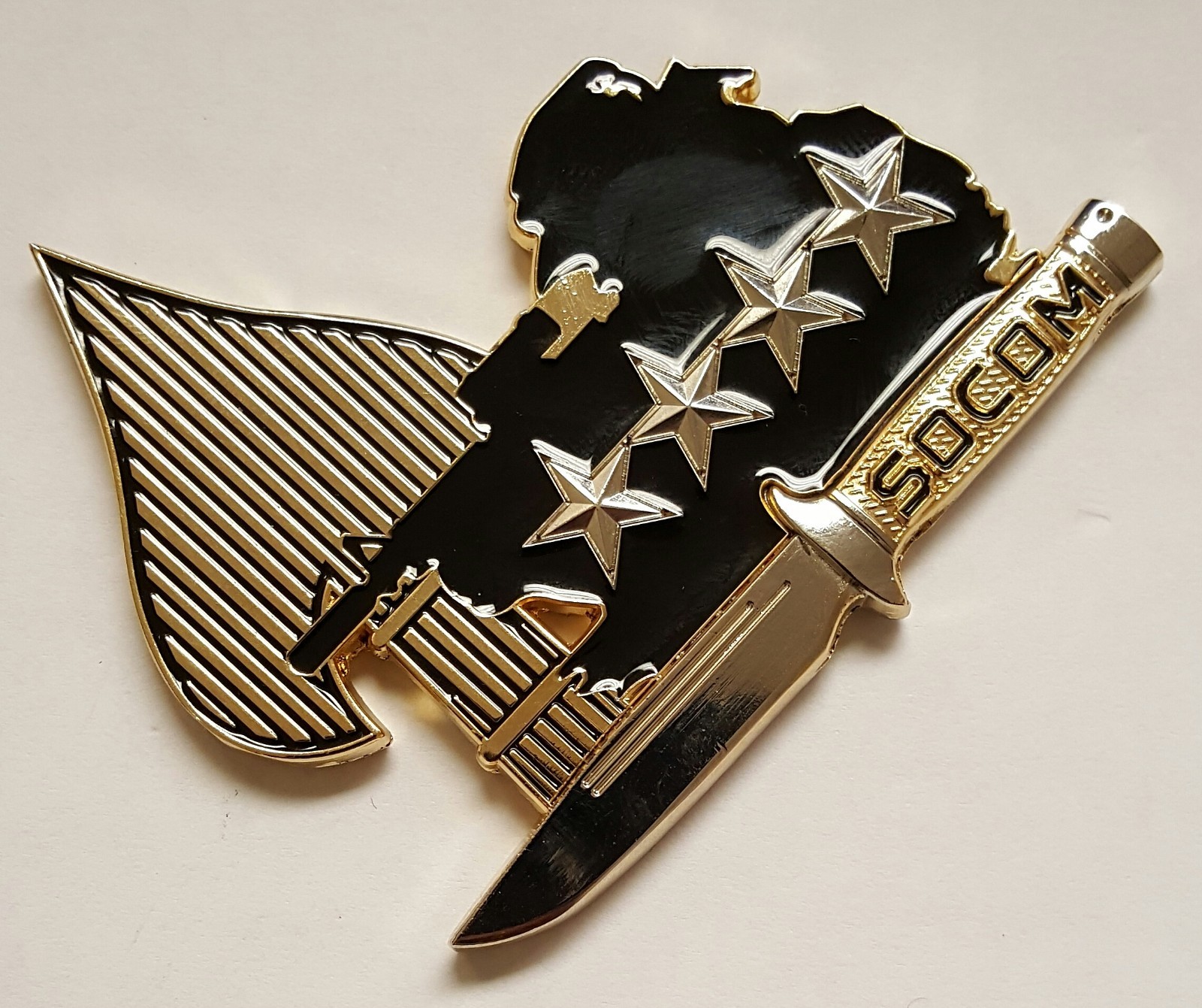 USSOCOM SOCOM 4 Star Tip Of The Spear Coin Dual Plated Gold and ...