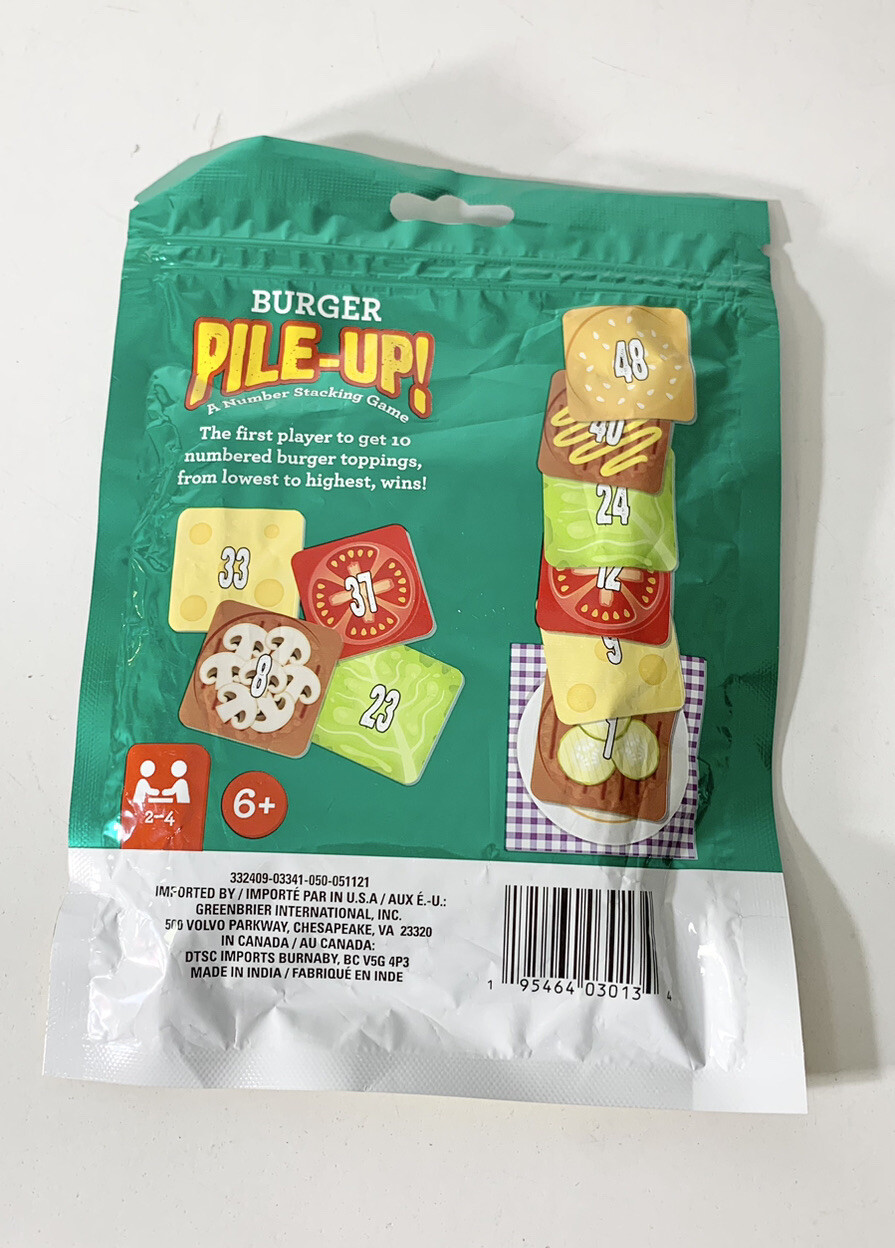 BURGER PILE UP card game A Number Stacking Game CARDS GAME BOARDS NEW ...