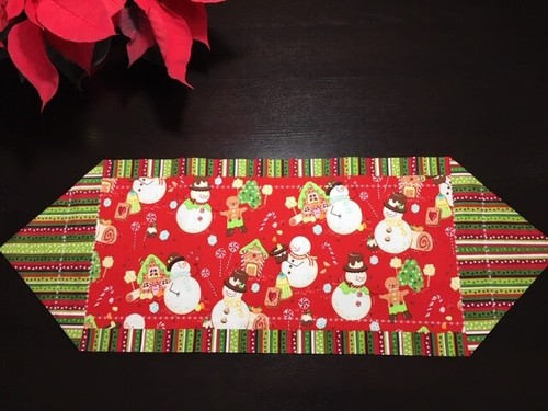 Christmas Table Runner Handcrafted Candyland Snowmen Gingerbread * 26 ...
