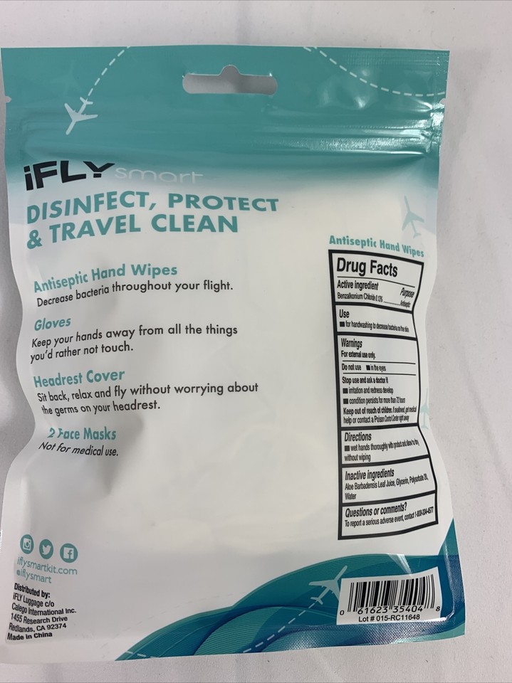 iFLY smart Fly Happy & Clean Travel Kit - Wipes + Gloves + headrest ...