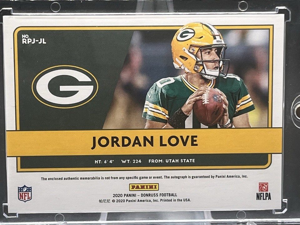2020 Jordan Love Donruss Rookie Phenoms Jersey Prime Patch #20/25 Auto ...