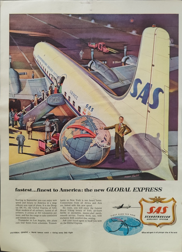 SAS Scandinavia Airlines System Advertisement 1 Page 1956 GLOBAL ...
