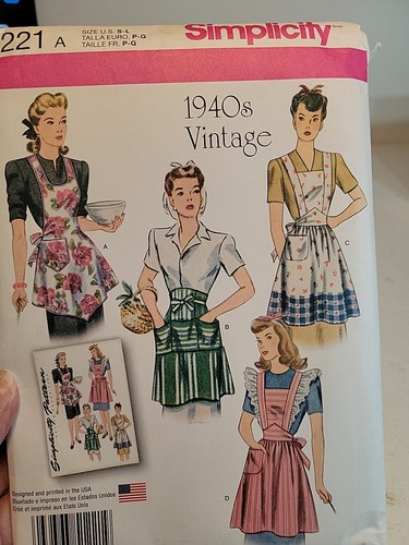 SIMPLICITY 1221 LADIES 1940's VINTAGE STYLE APRON PATTERN SM-LG UnCut ...