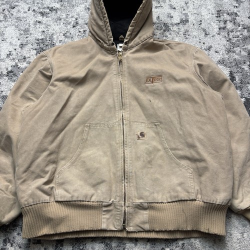 Vintage Carhartt J130 SDL Hooded Canvas Jacket Mens Size 2XL Quilted ...