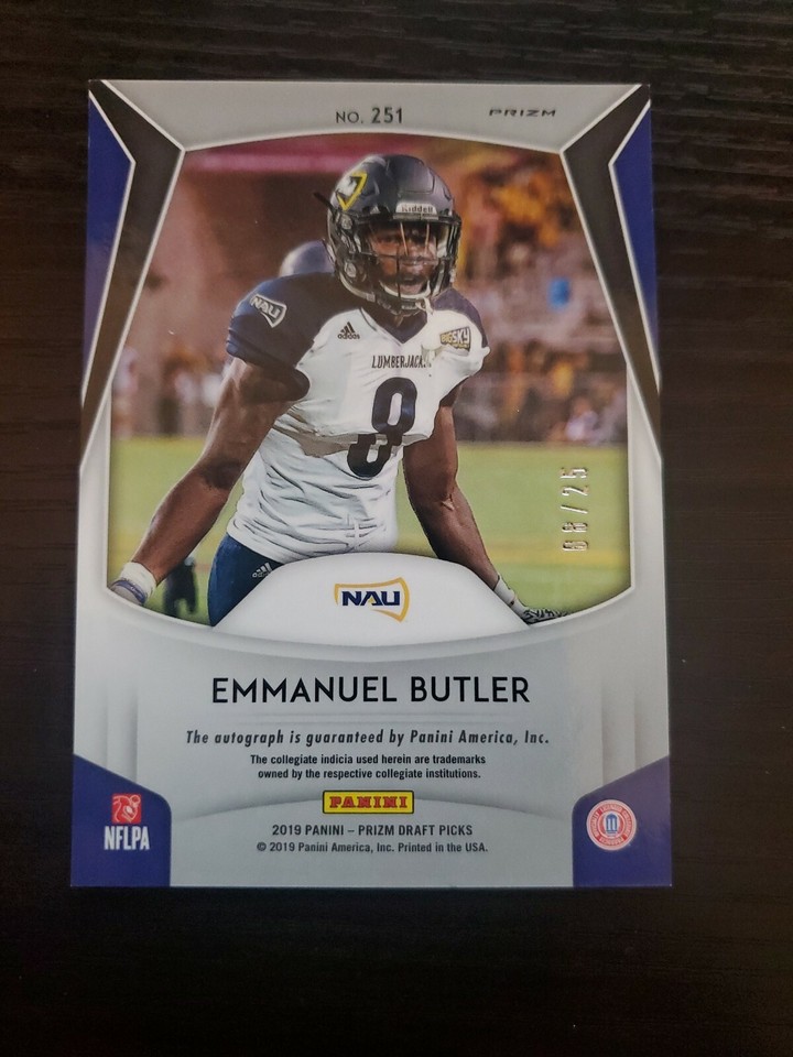2019 Panini Prizm Draft Picks Autograph Prizms Camo Emmanuel Butler JSY ...