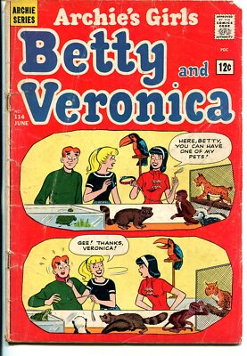 Archie's Girl's Betty & Veronica #114 1965-pets cover-Veronica pin-up-G ...