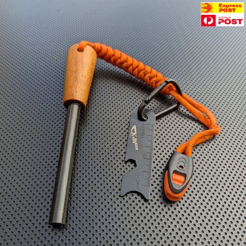 Ferro Rod Flint Steel Fire Starter Lighter Bushcraft Camping EDC Handle ...