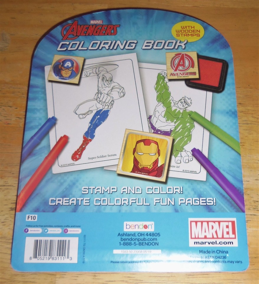 Marvel Avengers Book, Ink Pad, Markers & Stamps 9pcs New | eBay