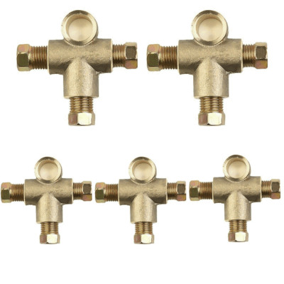 5PC T-Shap Brake Line Tee Hose Connector 3 Way Adapter For 3 Male Nut ...