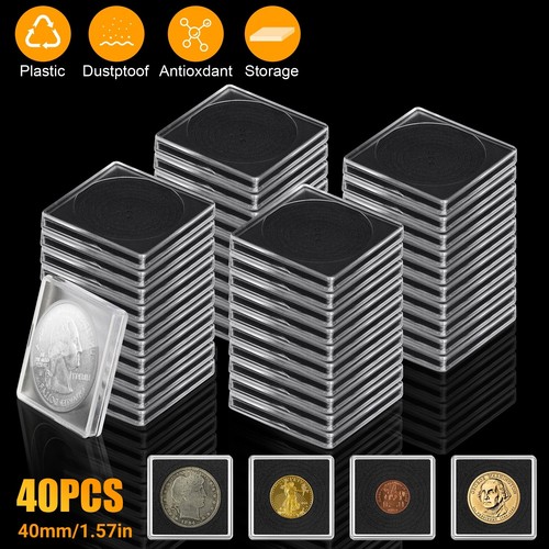 40 Pcs Coin Snap Holder Capsules 40mm Silver Dollar Storage Case w/ 5 ...