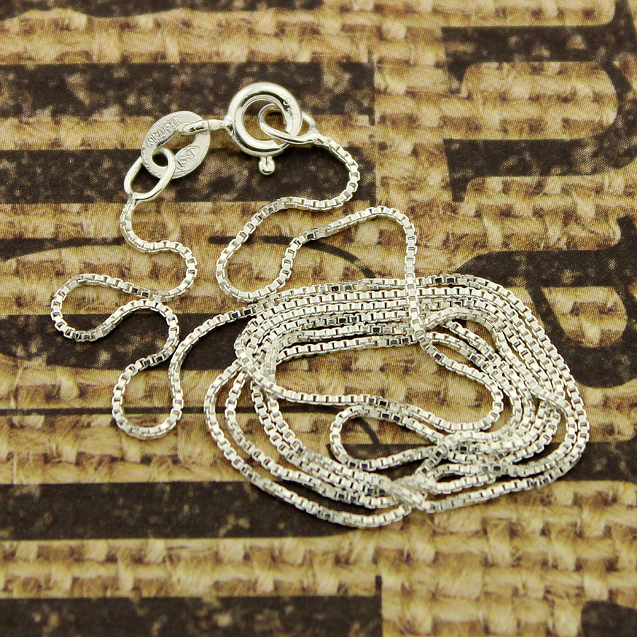 Sterling Silver Italian Box Chain 0.8 mm Thickness Chain Necklace Z05 ...