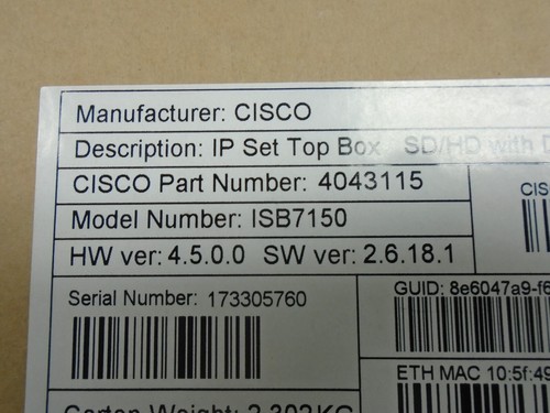 Cisco Internet Protocol Set Top Box ISB7150 | eBay