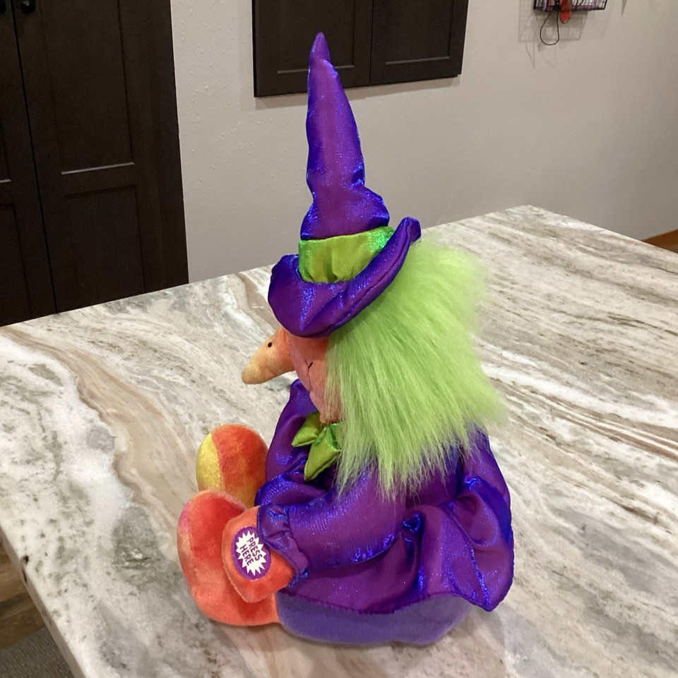 Vtg Dan Dee Halloween Singing Spooky Witch Dizzy Head Animated Plush 13 ...