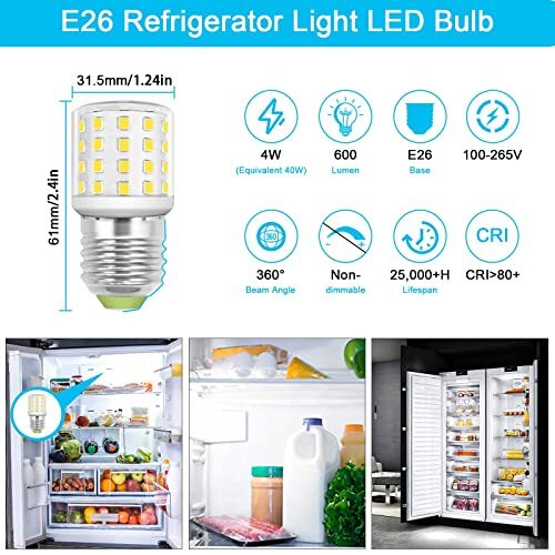 LED Refrigerator Light Bulb 4W Replacement AC100-265V 3.5W Refrigerator ...