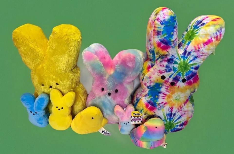 Lot 8-PEEPS Rabbits & Chicks Solid, Fuzzy, & The Dye Clip Stuffed ...