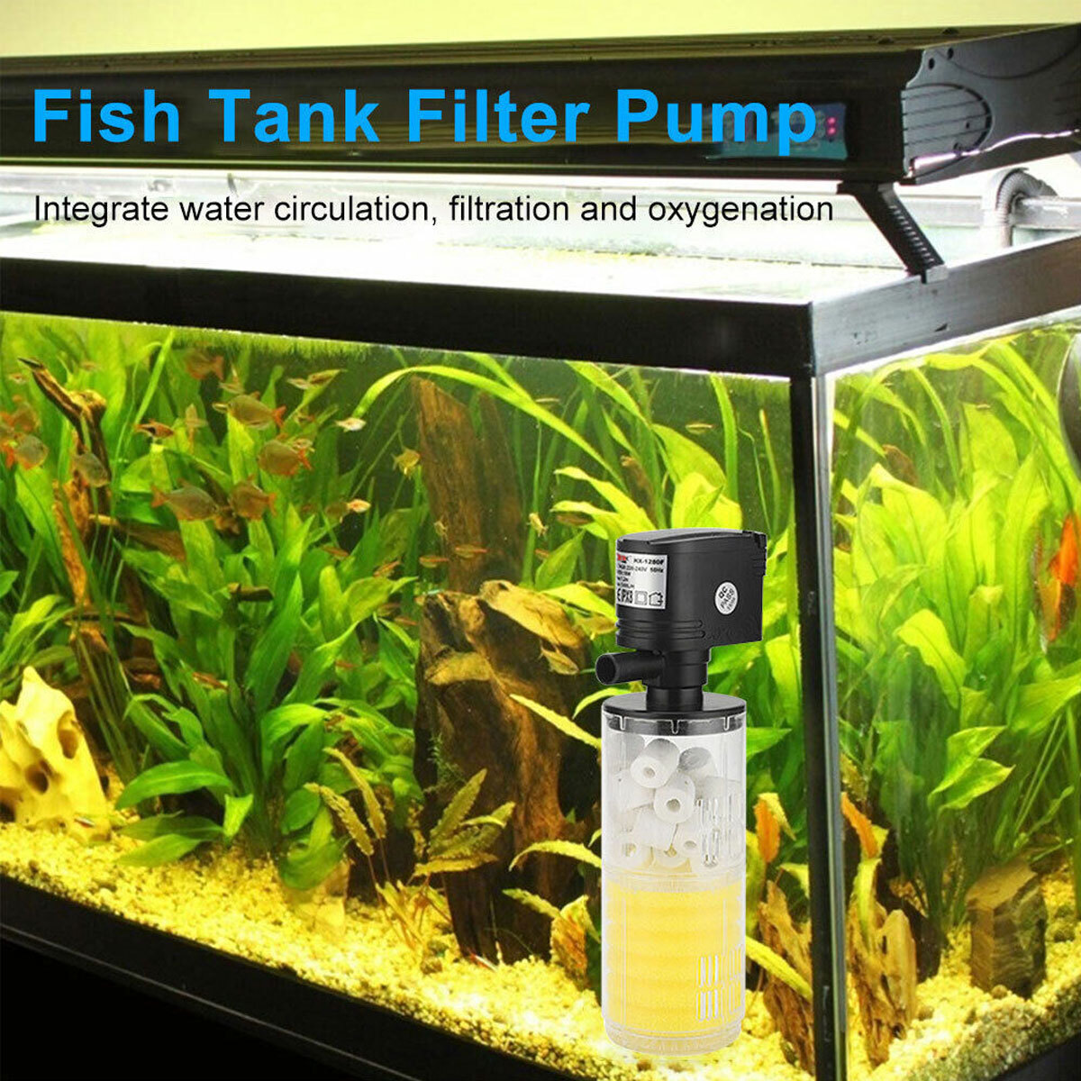 3 in 1 Aquarium Fish Tank Internal Filter Submersible Water Pump 1300 ...