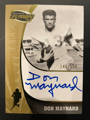 Don Maynard signed 2009 Press Pass Fusion Signatures Gold Card ...