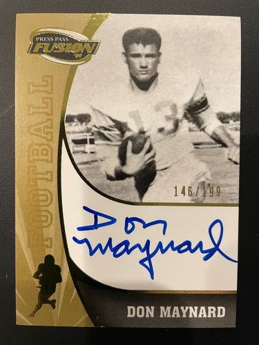 Don Maynard Signed 2009 Press Pass Fusion Signatures Gold Jets Hall of ...