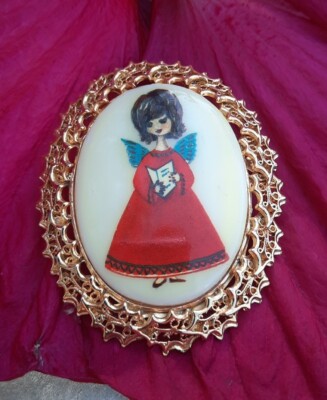 Vtg Tancer II Gold Tone Brooch Pin Sweet Angel Christmas Holiday Cute ...