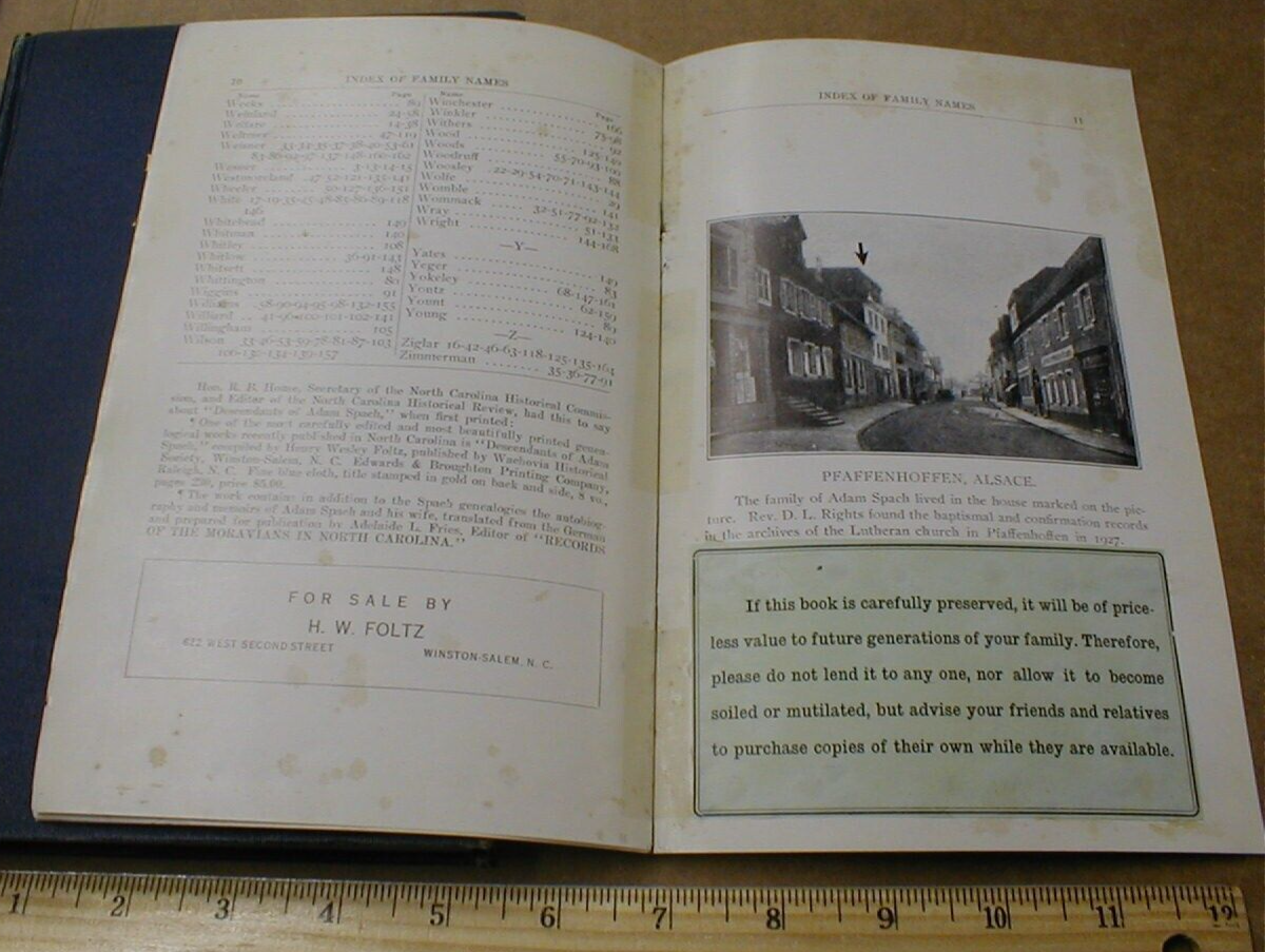 Descendants of Adam Spach Winston-Salem NC Genealogy Moravian Rare ...