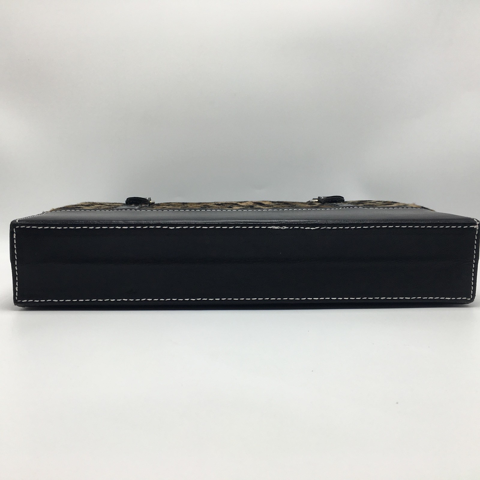 Leopard Cosmetic Slim Briefcase Makeup Box Travel Storage Mirror Handle ...