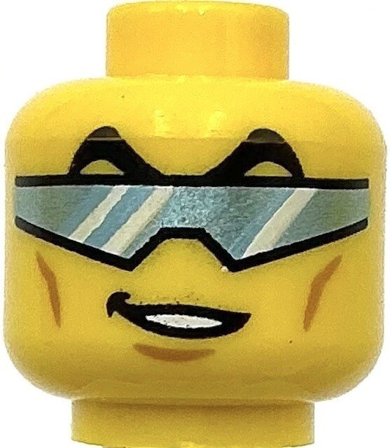 Lego New Yellow Minifigure Head Dual Sided Black Eyebrows Cheek Lines ...