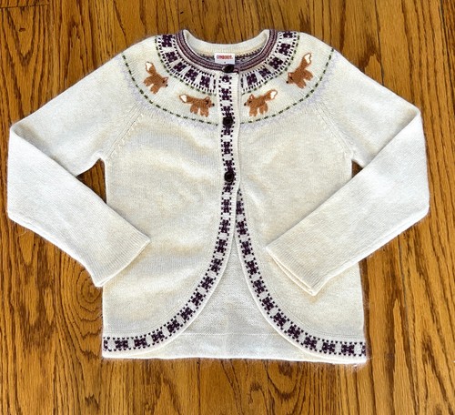 EUC Vintage Gymboree Autumn Highlands Ivory Fox Cardigan Sweater Size 4 ...