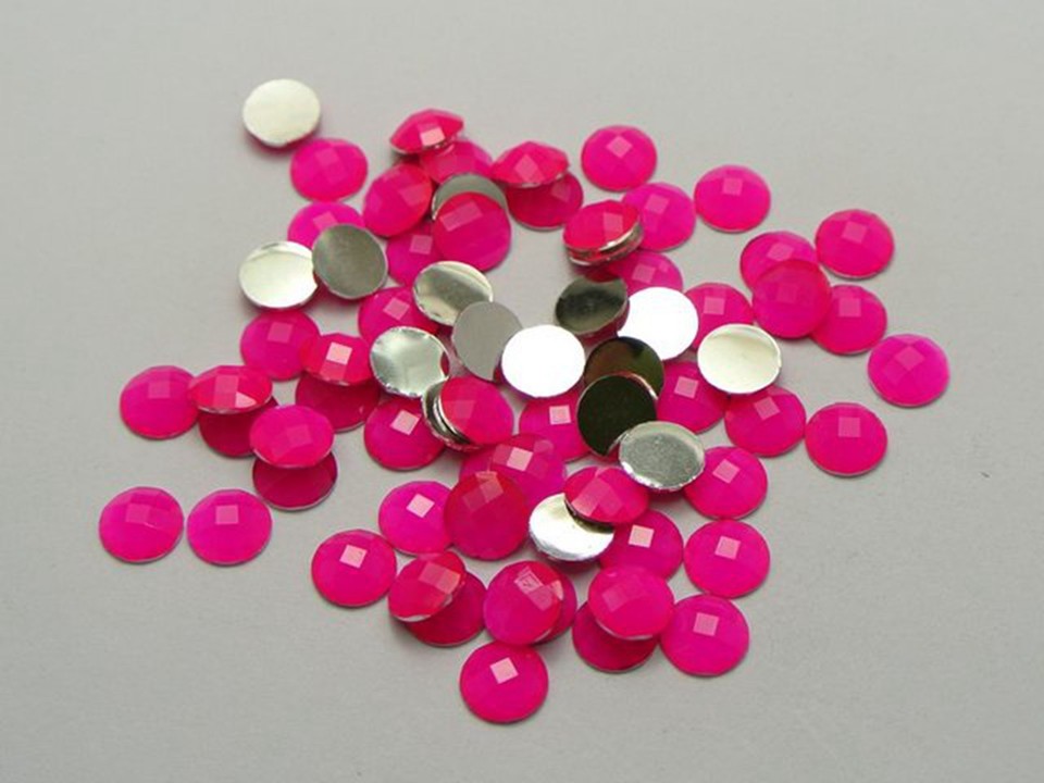 200 Neon Hot Pink Flatback Acrylic Round Rhinestone Gems 8mm No Hole | eBay
