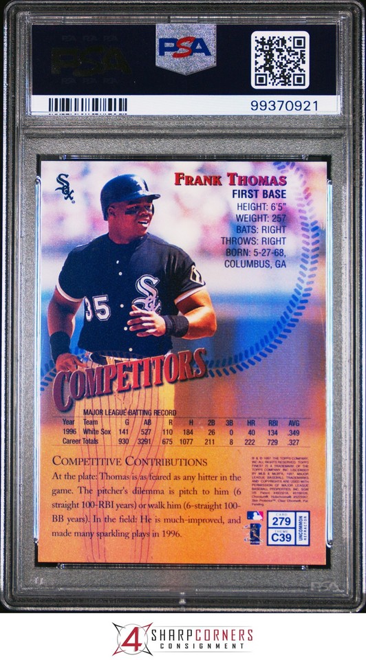1997 FINEST REFRACTOR #279 FRANK THOMAS WHITE SOX HOF POP 6 PSA 9 | eBay