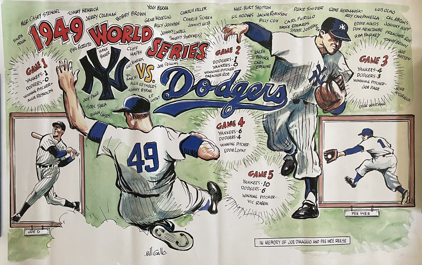 Rare Print: Bill Gallo Cartoon 1949 World Series Yankees Brooklyn ...