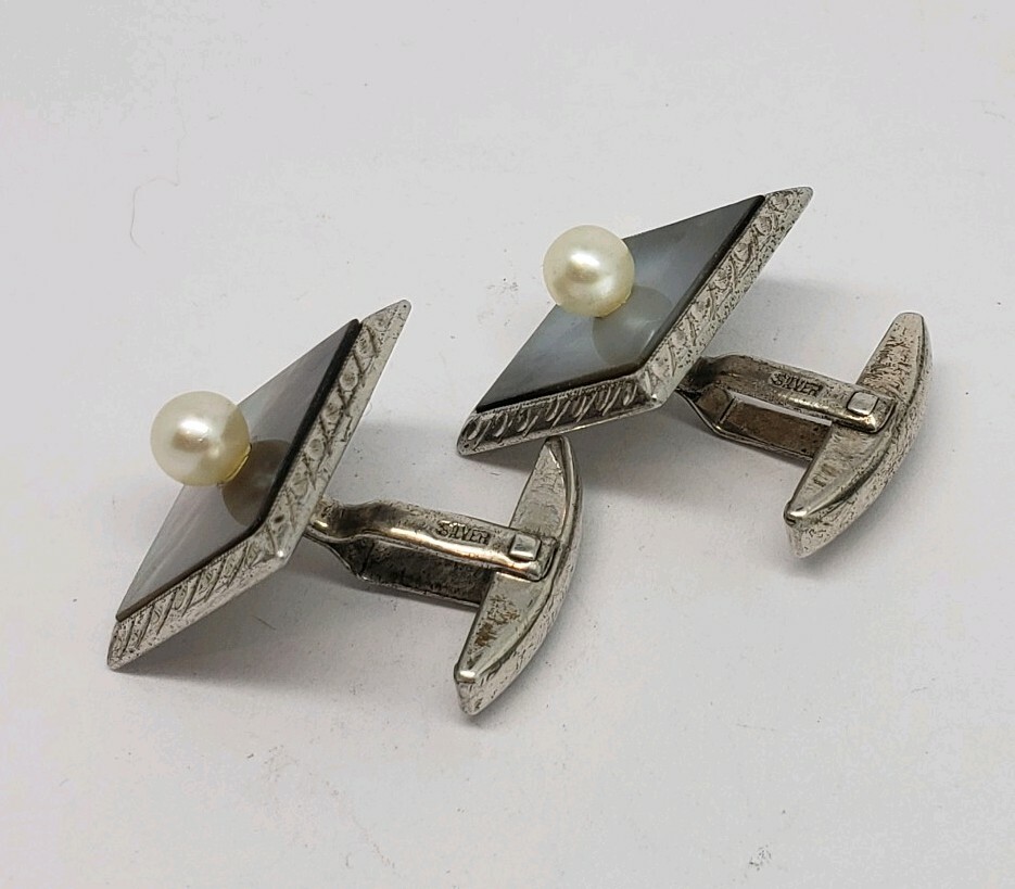 VINTAGE STERLING SILVER PEARLS AND MOTHER OF PEARL CUFFLINKS | eBay