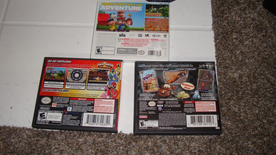 NINTENDO DS GAME LOT: Power Rangers Samurai, Disney Cars, 3DS Snoopy's ...