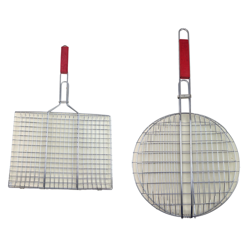 BBQ Fish Clamp Meat Barbeque Wire Mesh Net Foldable Handle Grill ...